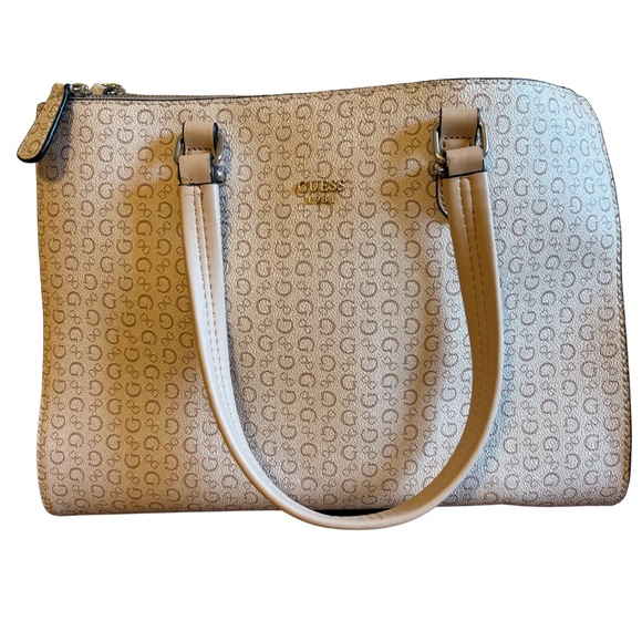 Guess | Bags | Guess Cream Shoulder Bag With Monogram Design | Poshmark